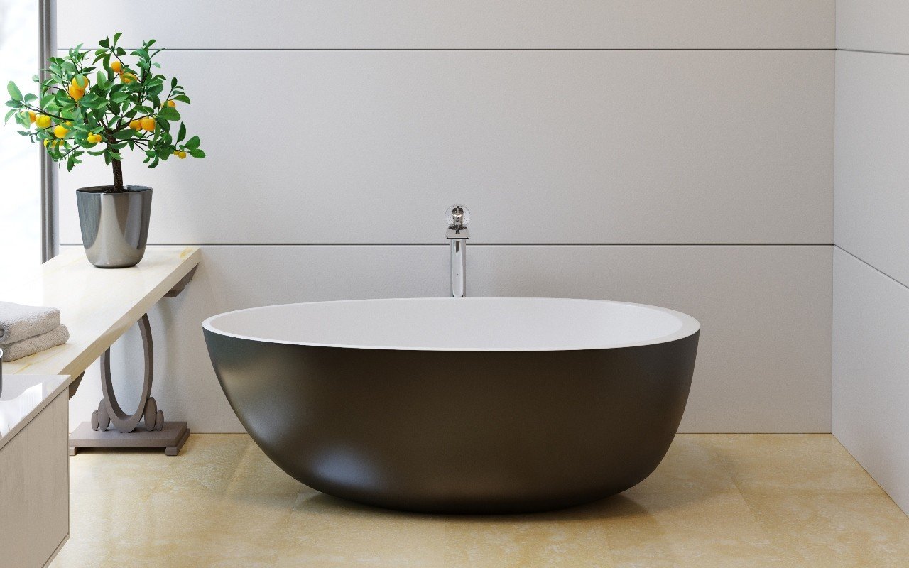 ᐈ 【Aquatica Spoon 2 Egg Shaped Blck-Wht Solid Surface Bathtub】 Buy ...