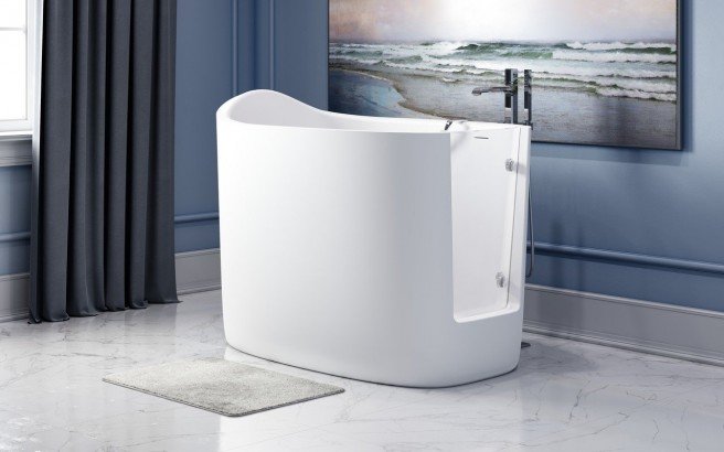 ᐈ 【Aquatica Baby Boomer 2 Freestanding Solid Surface Walk-In Bathtub ...